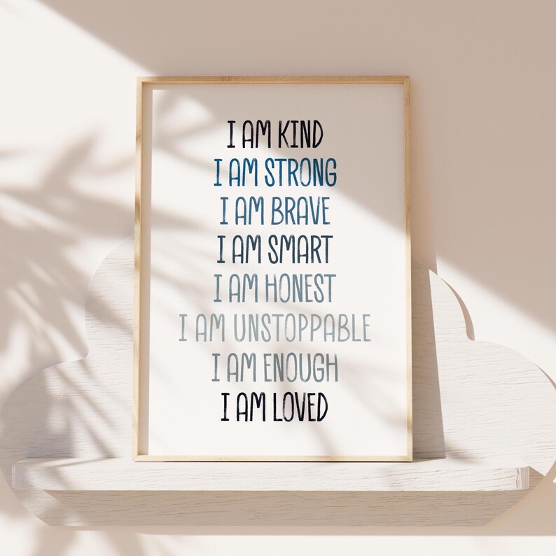 Boys Affirmation Prints, Toddler Bedroom Print, Blue Grey, Playroom ...