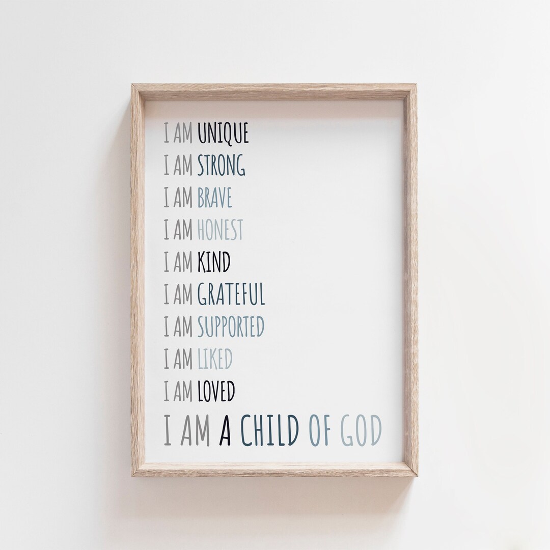 I Am a Child of God, Boys Affirmation Print, Christian Wall Art, Bible ...