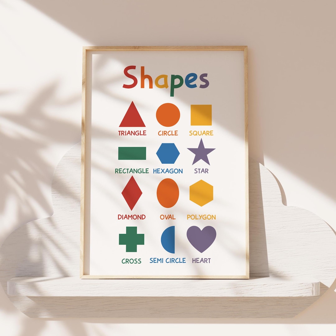 Rainbow Shapes Chart, Classroom Prints, Educational Prints, Playroom ...
