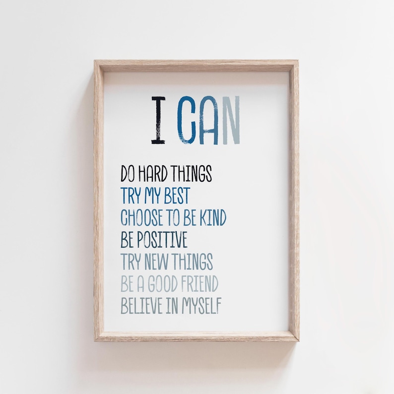 Boys Affirmation Print, I Can Do Hard Things, Motivational Prints ...