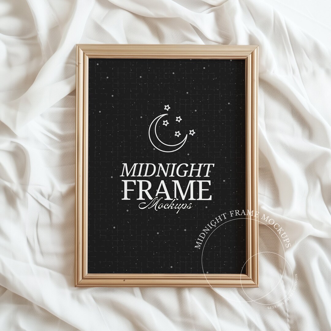 Vertical Gold Frame on Sheets Mockup | Digital PSD JPG Mockup | Simple ...