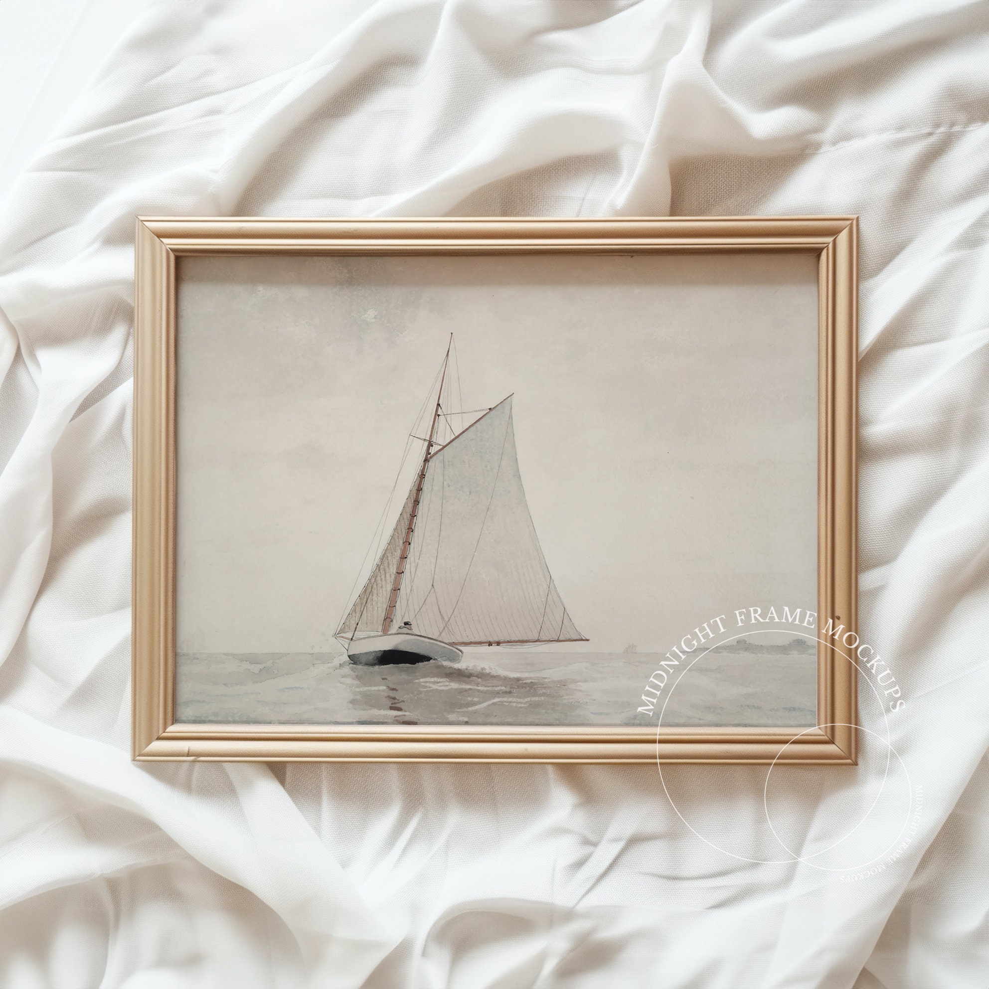 Horizontal Gold Frame on Sheets Mockup | Digital PSD JPG Mockup ...