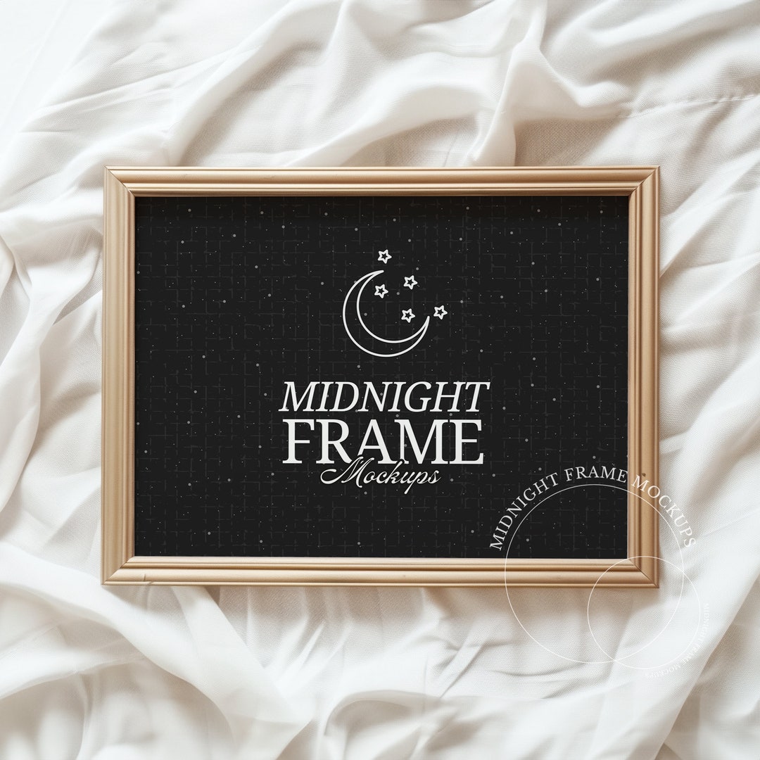 Horizontal Gold Frame on Sheets Mockup | Digital PSD JPG Mockup ...