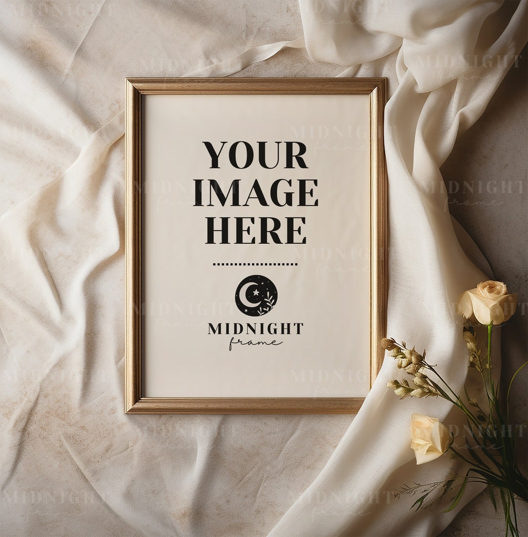 Gold Frame Mockup | Digital PSD Mockup | Vintage Picture Frame Art ...