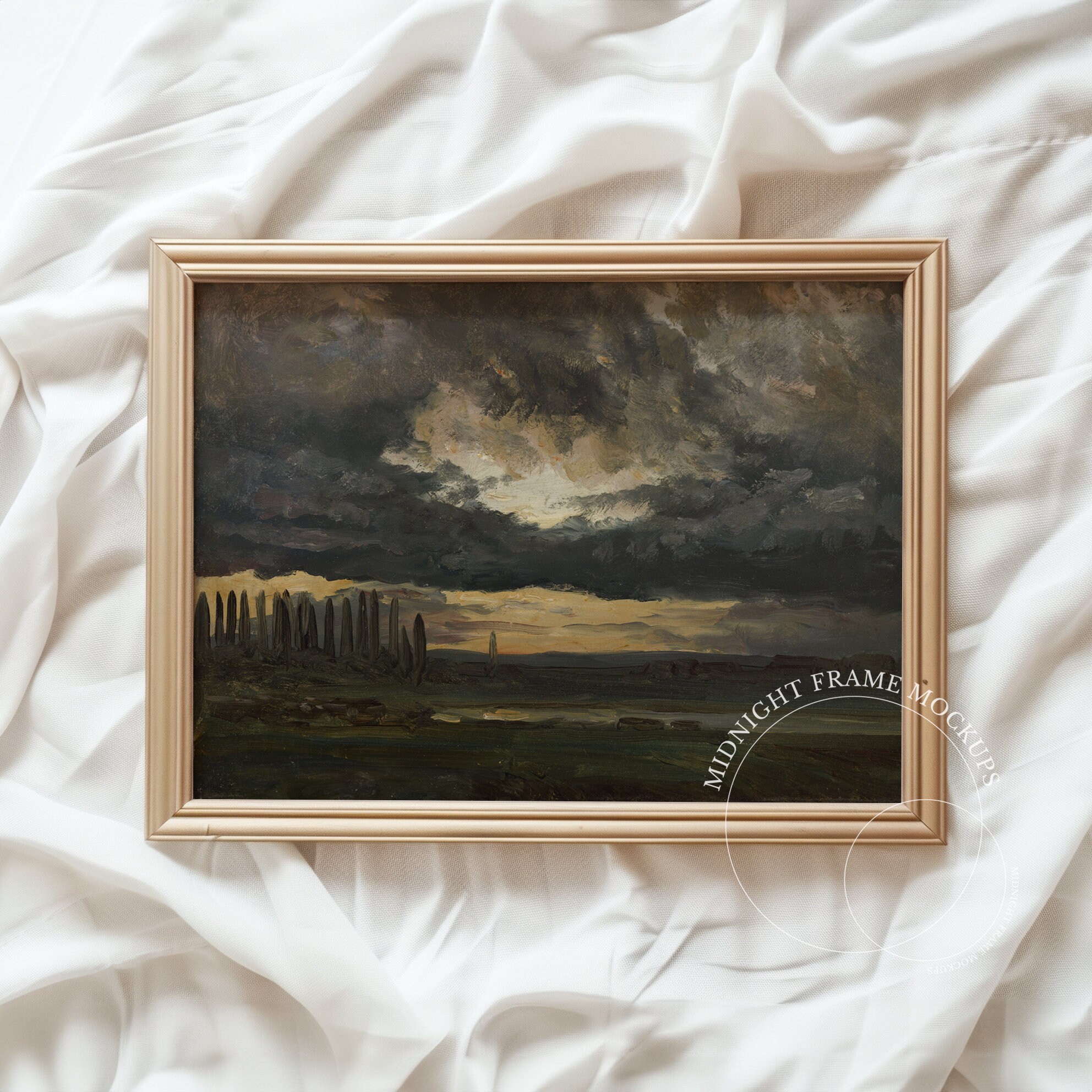 Horizontal Gold Frame on Sheets Mockup | Digital PSD JPG Mockup ...