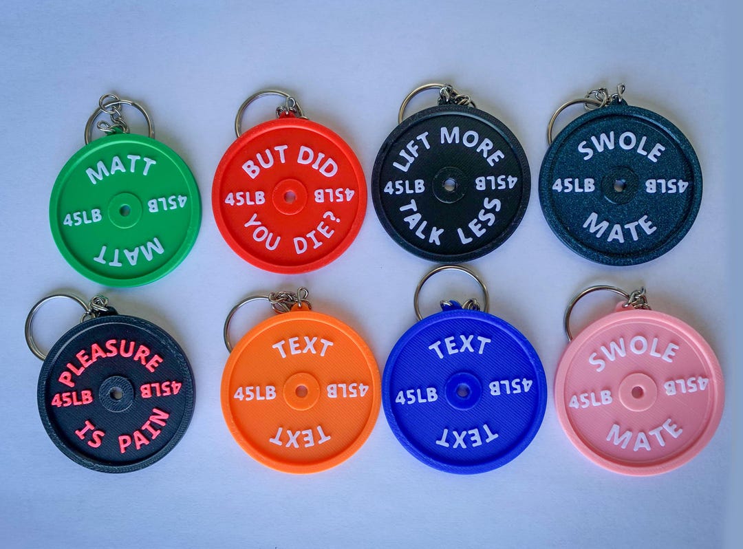NEW COLORS Customizable Lifting Plate Keychain GYM - Fitness - Key ...