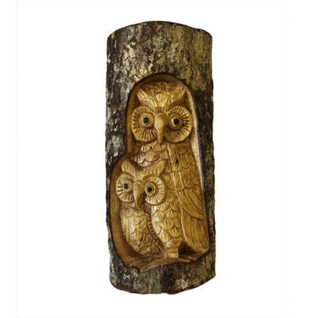 Tree Trunk Carvings Owl in Trunk Old Man Tree Unique Gift Wood Carvings ...