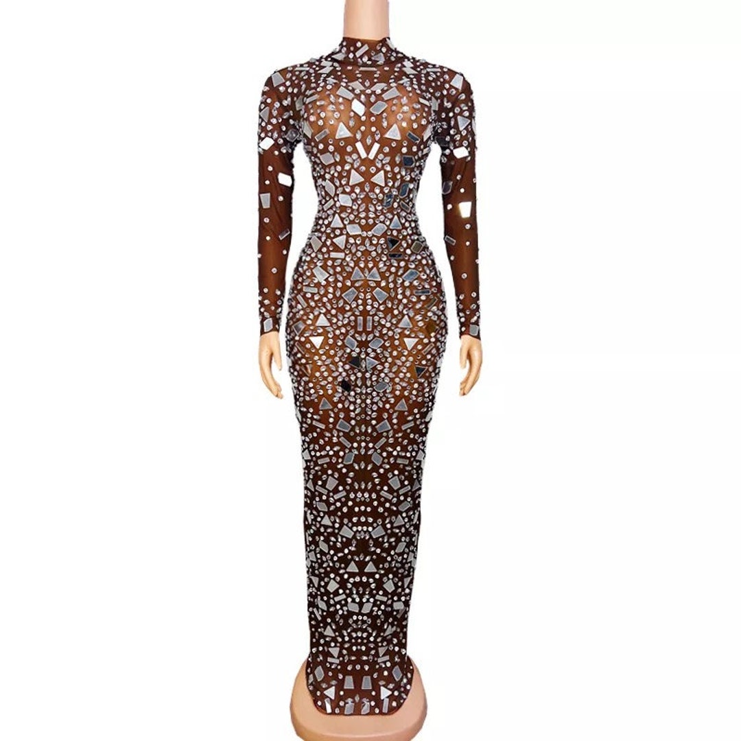 Sparkling Mirror Mesh Evening Party Ceremony Event Reception Prom Mesh ...