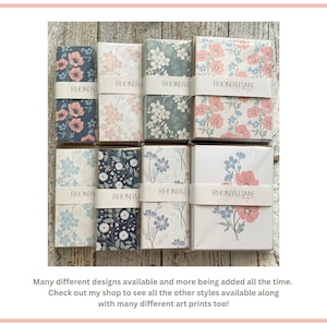 Wildflower Daisies Note Cards - Set of 6 Notecards - Navy Floral ...