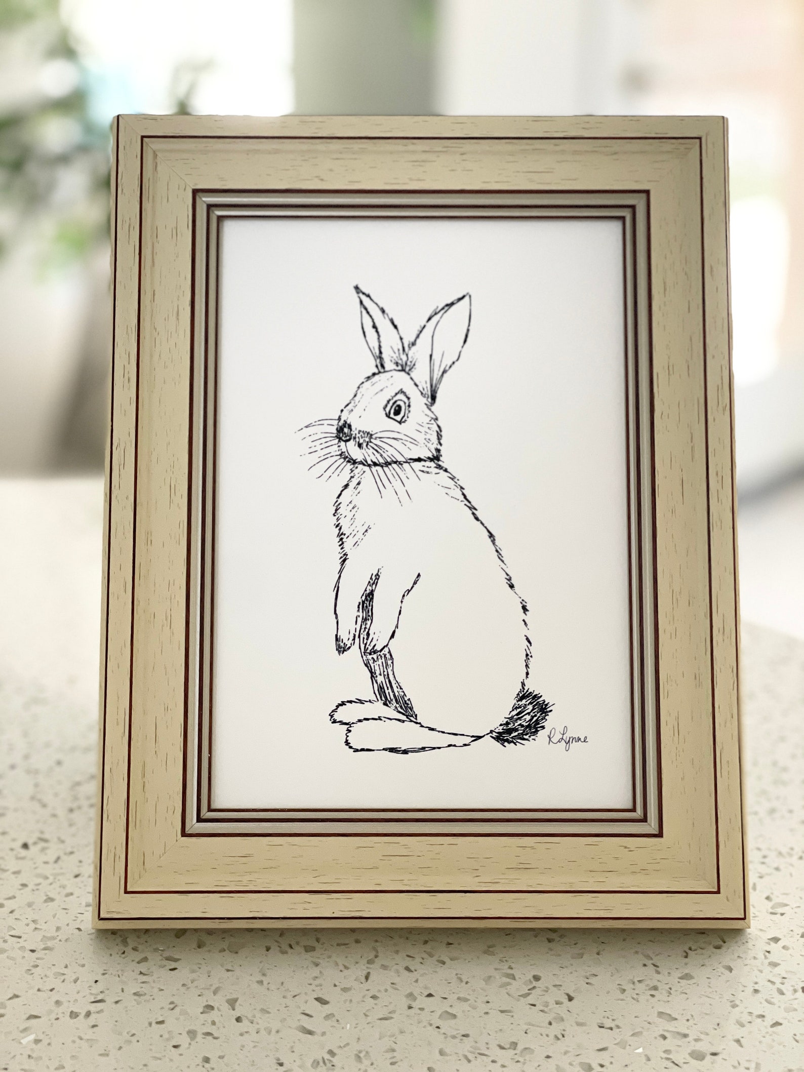Curious Bunny Art Print Original Rabbit Ink Sketch Giclee Art Print ...