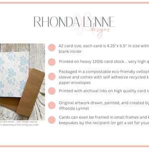 Wildflower Daisies Note Cards - Set of 6 Notecards - Navy Floral ...