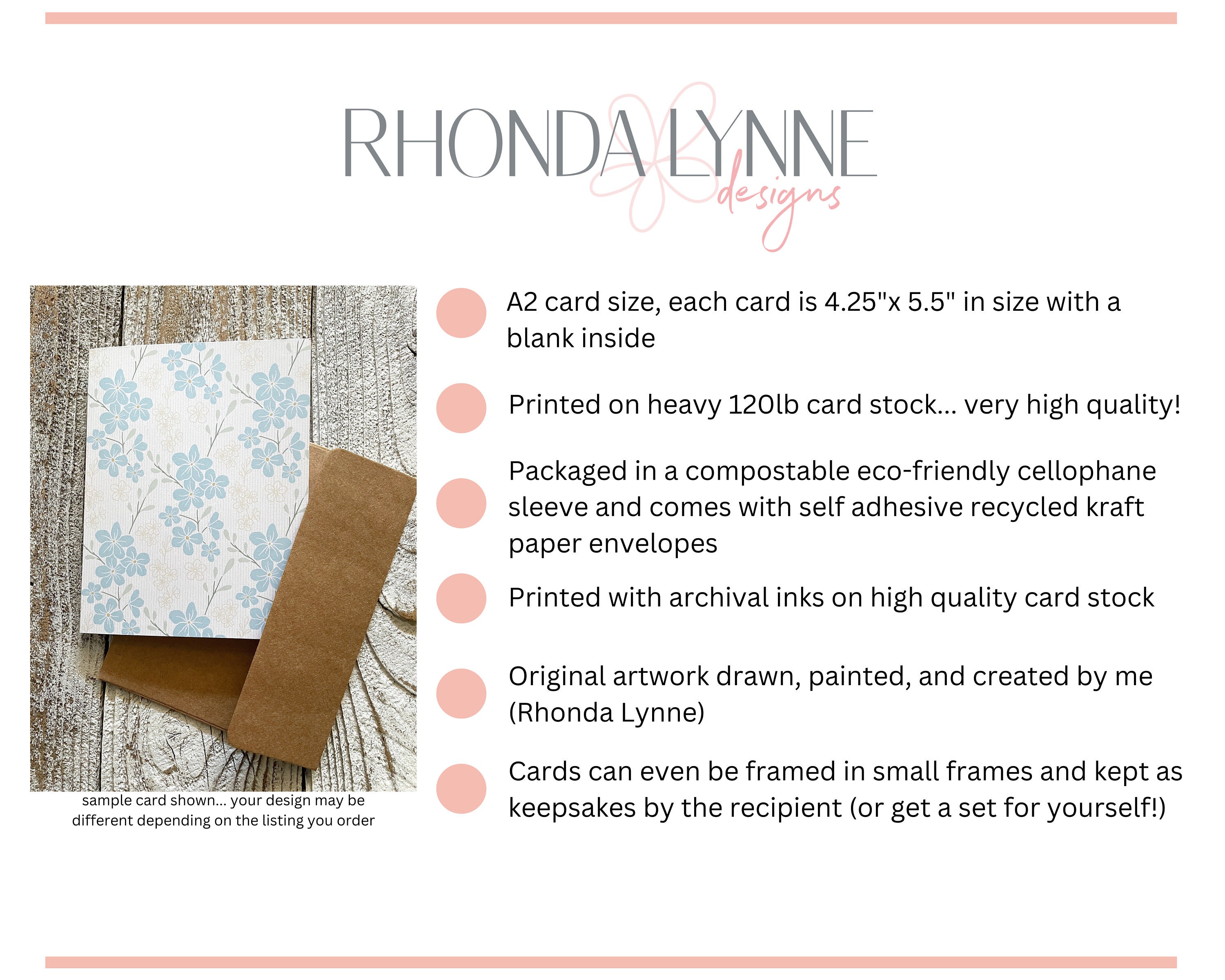 Wildflower Daisies Note Cards Set of 6 Notecards Navy Floral Original Art Cards Folded and Blank ...