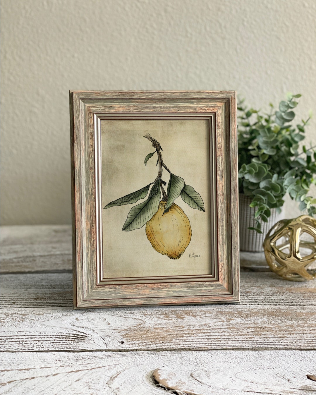 Watercolor Lemon Art Print Kitchen Art Line and Wash Art - Etsy
