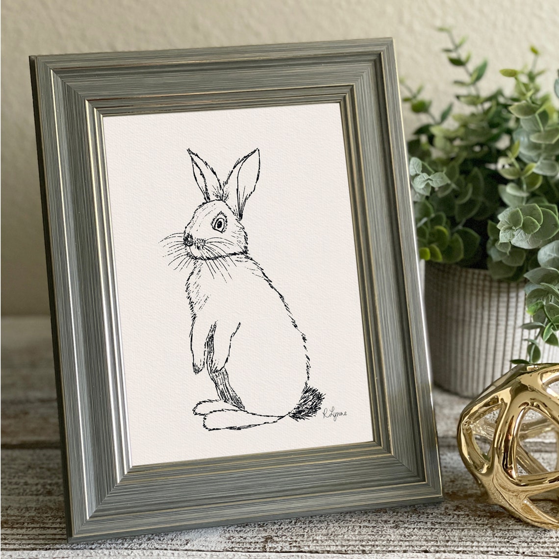 Curious Bunny Art Print Original Rabbit Ink Sketch Giclee Art Print ...