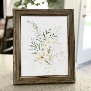 White Washed Watercolor Floral Art Prints - White Flowers Wall Decor ...