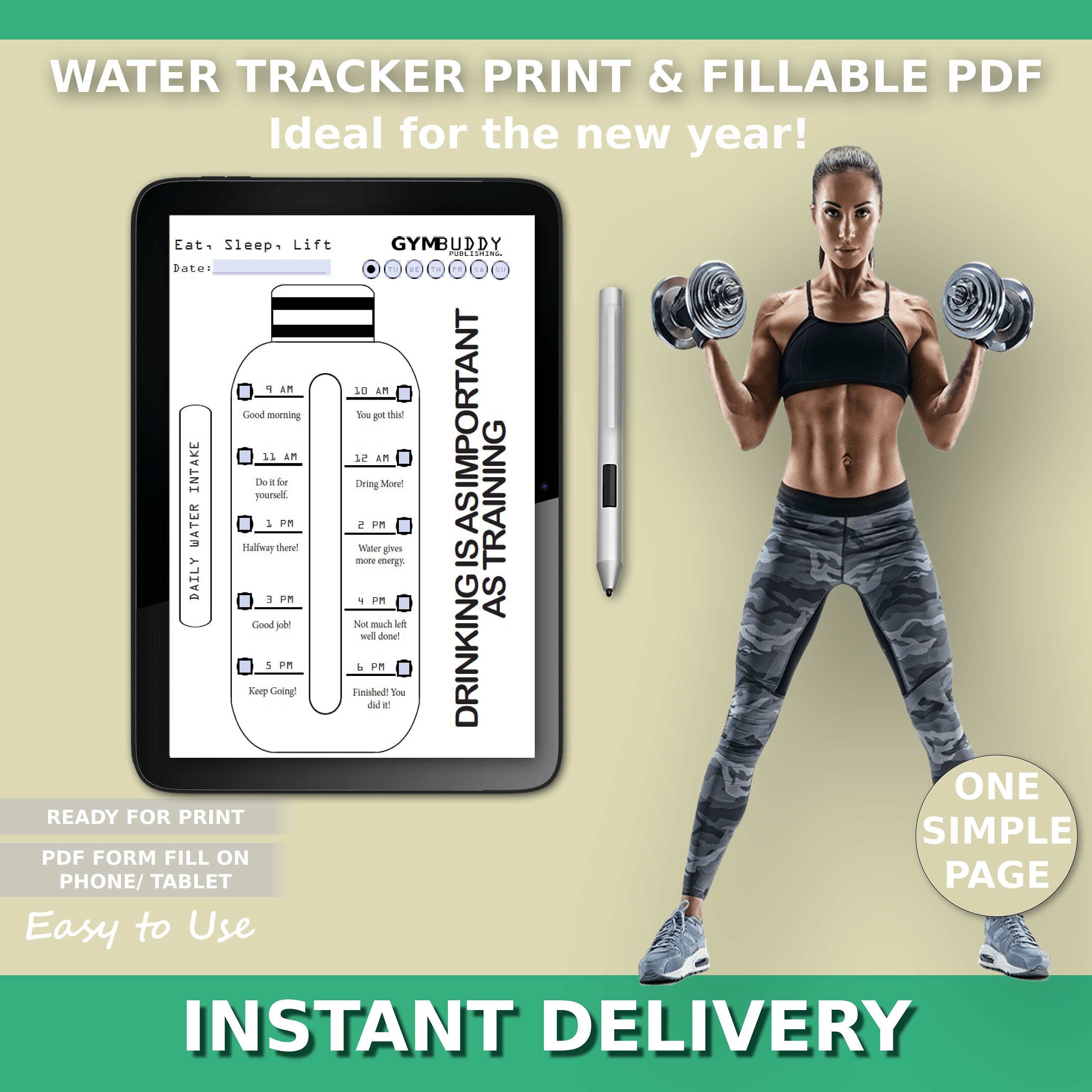 Water Tracker Printable, Daily Water Intake Tracker, Hydration Tracker ...