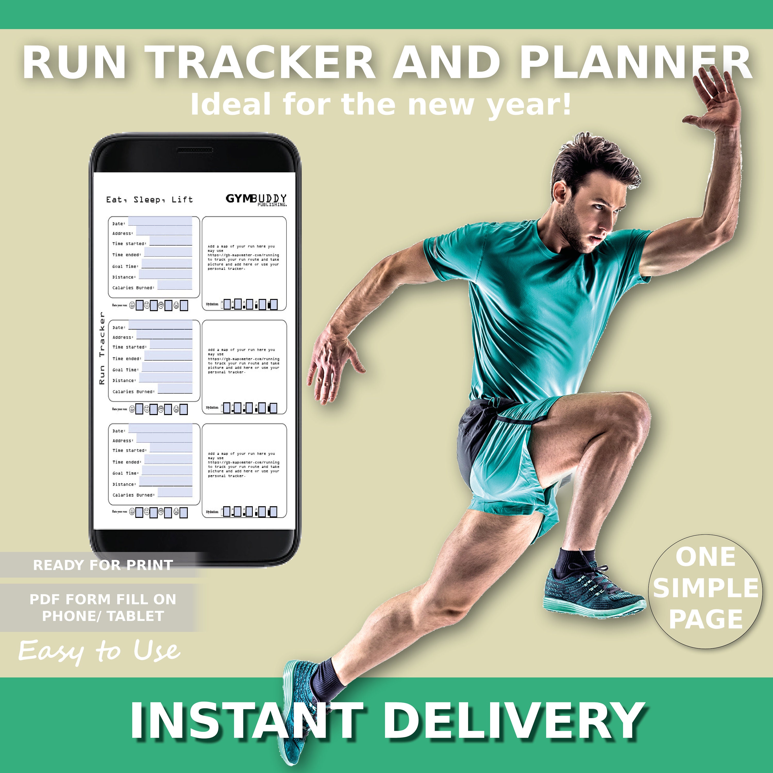 Daily Fitness Run Planner Fillable Easy to Use PDF for - Etsy