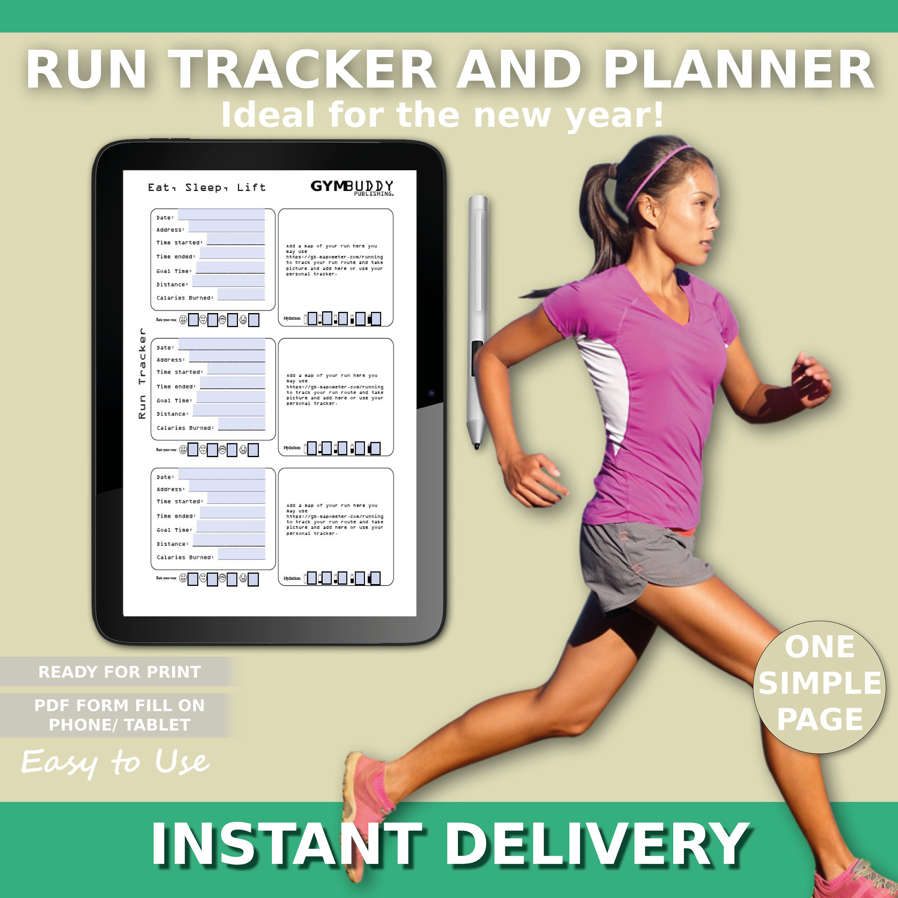 Daily Fitness Run Planner Fillable Easy to Use PDF for - Etsy