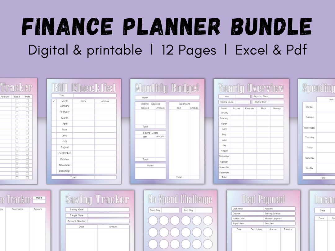 Printable Finance Planner , Digital Budget Planner , Excel Budget ...