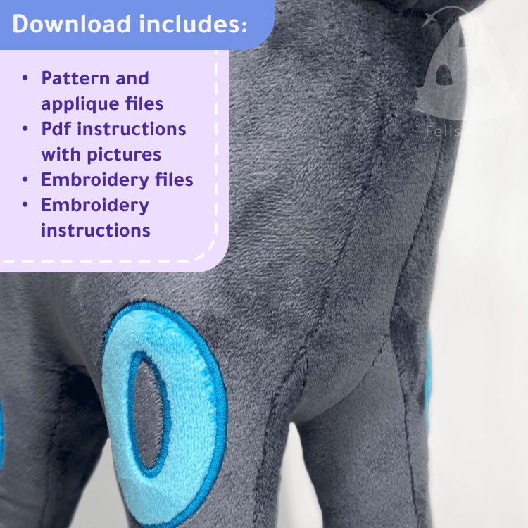 Umbreon Plush Sewing Pattern Pdf Instructions Embroidery - Etsy