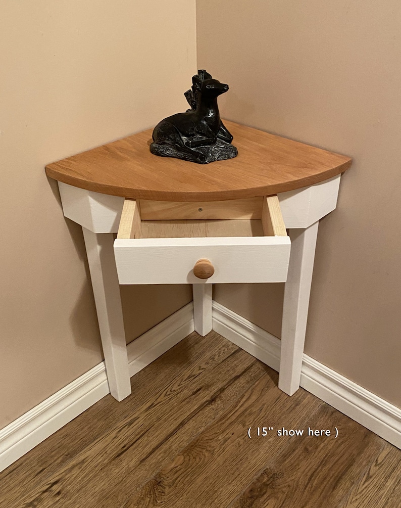 Corner Table With Solid Oak Top Corner Nightstand - Etsy