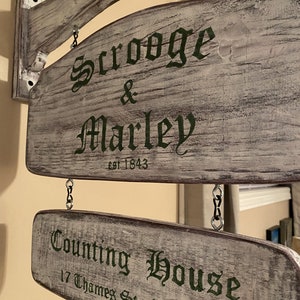 Scrooge & Marley Weathered Sign - Two Piece Sign With Mounting Bracket ...