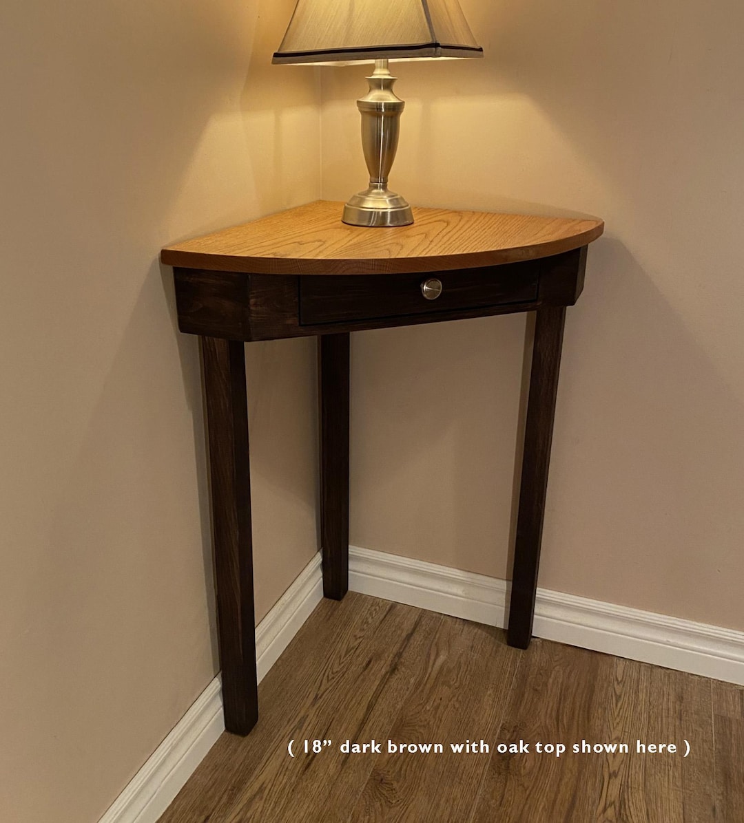 Corner Table With Solid Oak Top - Corner Nightstand - Etsy