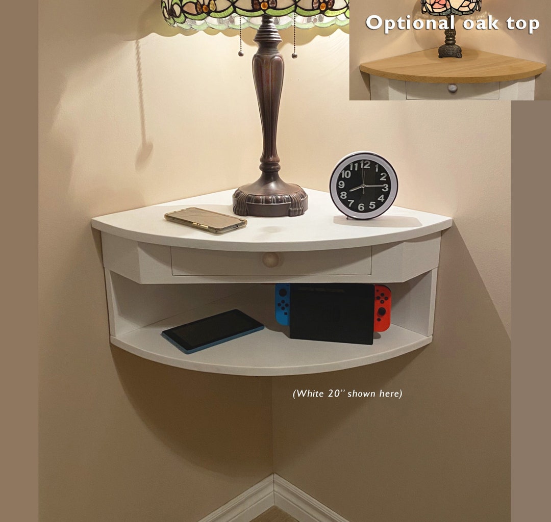 Corner Nightstand With Drawer and Shelf Floating Nightstand - Etsy