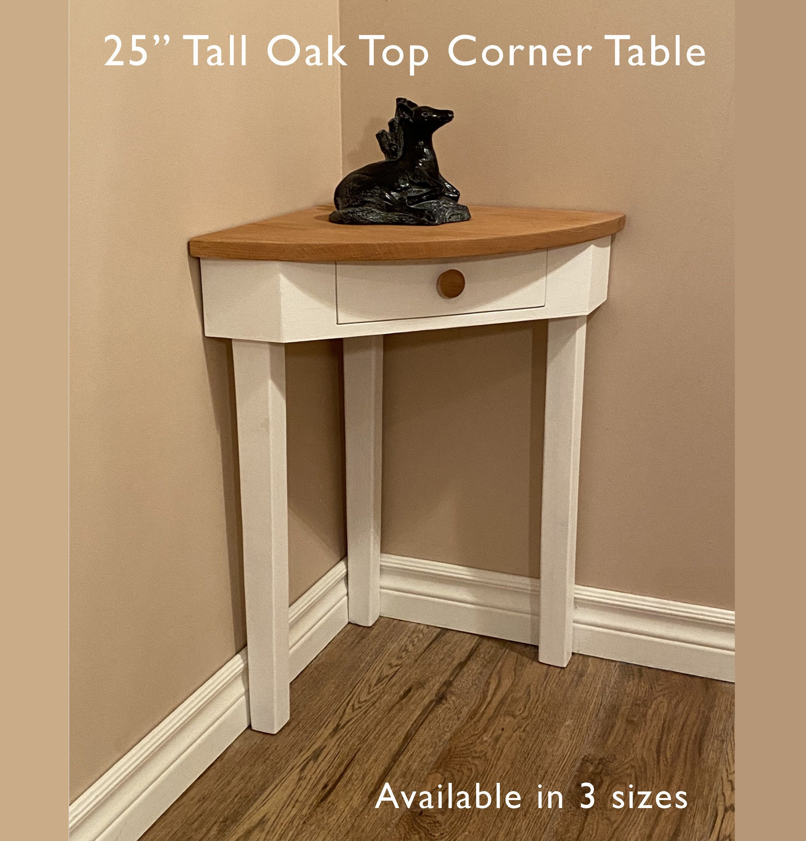 Corner Table With Solid Oak Top Corner Nightstand - Etsy