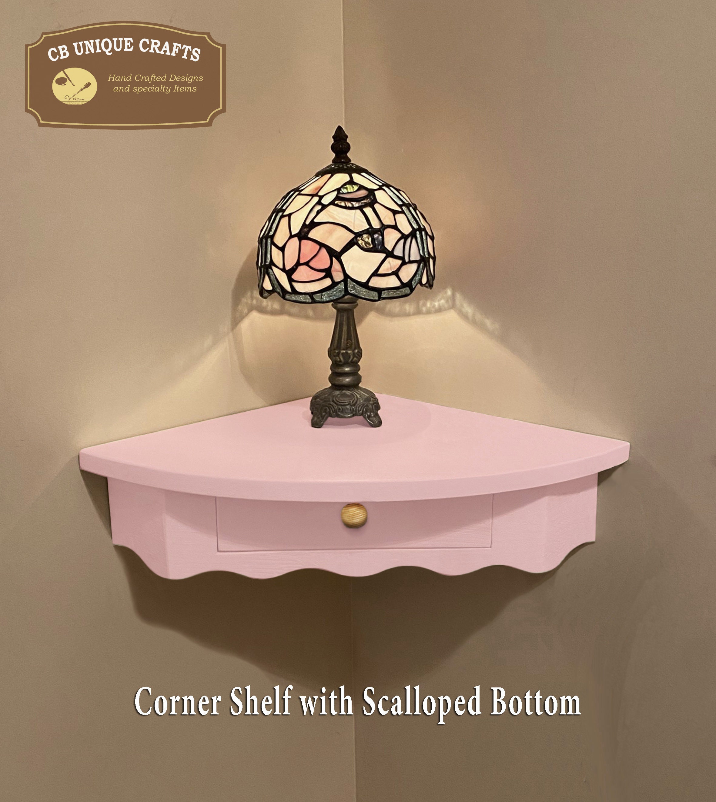 Corner Table With Drawer - Multiple Colors - Scalloped Bottom - Etsy