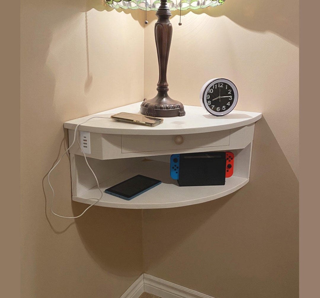 Corner Nightstand With USB Charging Hub - Etsy
