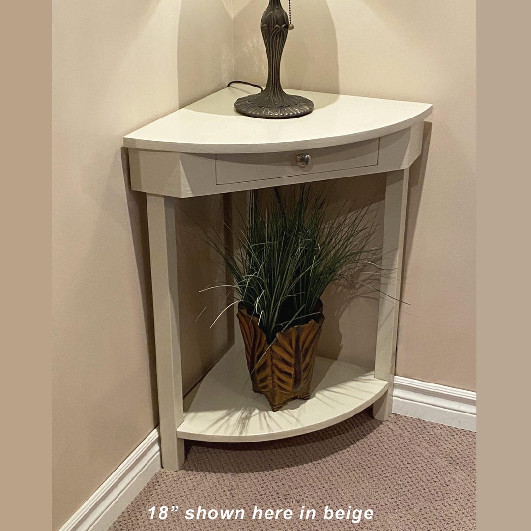 Corner Table With Drawer and Shelf - Nightstand - Accent Table - Solid ...