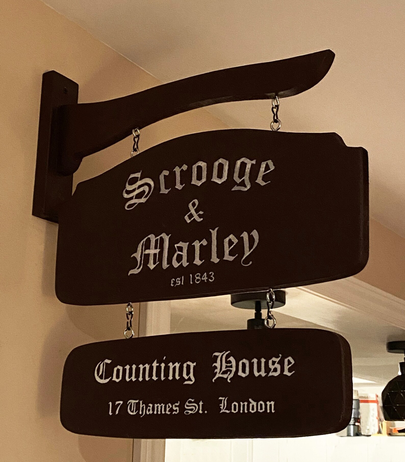 Scrooge & Marley Sign - A Christmas Carol - Double Sided - Wood Bracket ...