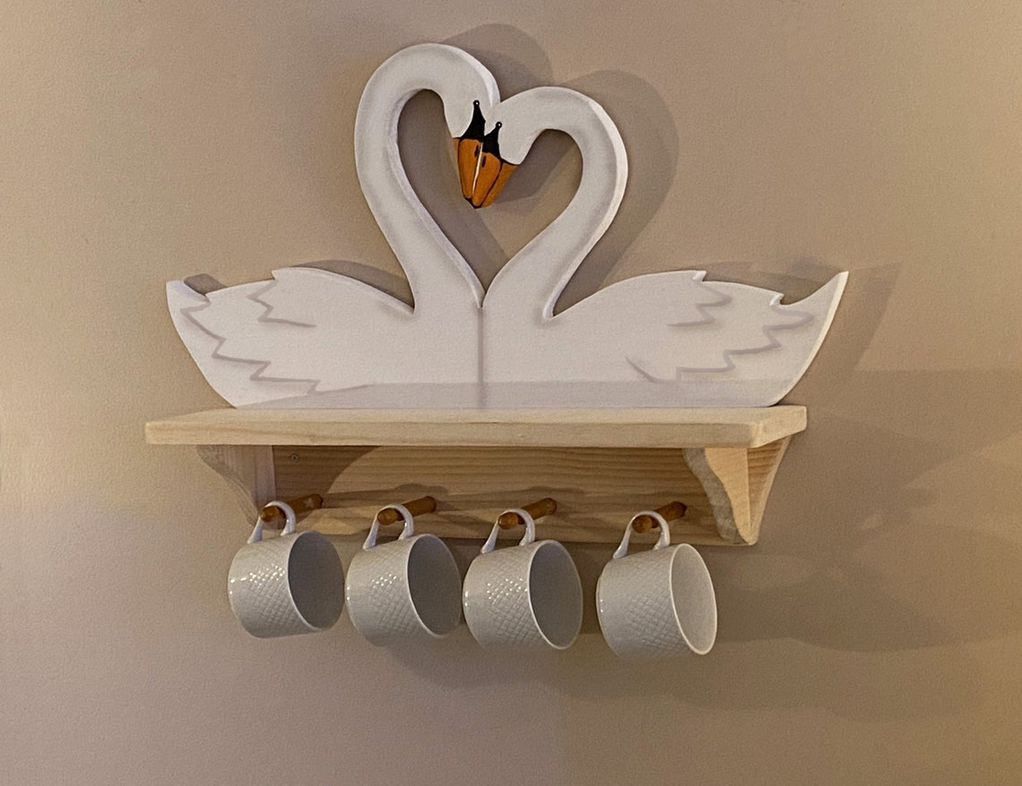 Eternal Love Swan Cup Holder With Shelf - Etsy