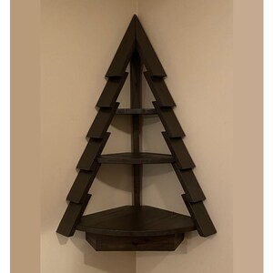 Corner Tree Shelf With Drawer - Christmas Shelf - Rustic Decor - Etsy