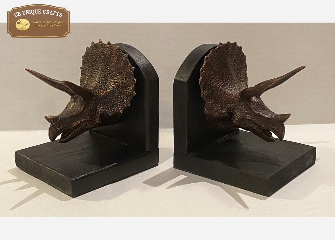 Dinosaur Bookends Triceratops Faux Bronze - Etsy