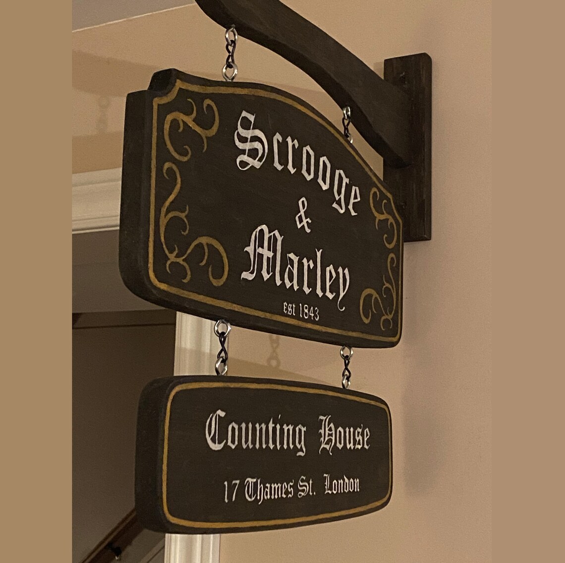 Scrooge & Marley Deluxe Hanging Sign - A Christmas Carol - Double Sided ...