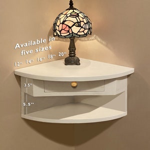 Corner Nightstand With Drawer and Shelf - Floating Nightstand - Etsy