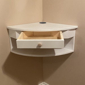 Corner Nightstand With Drawer and Shelf - Floating Nightstand - Etsy