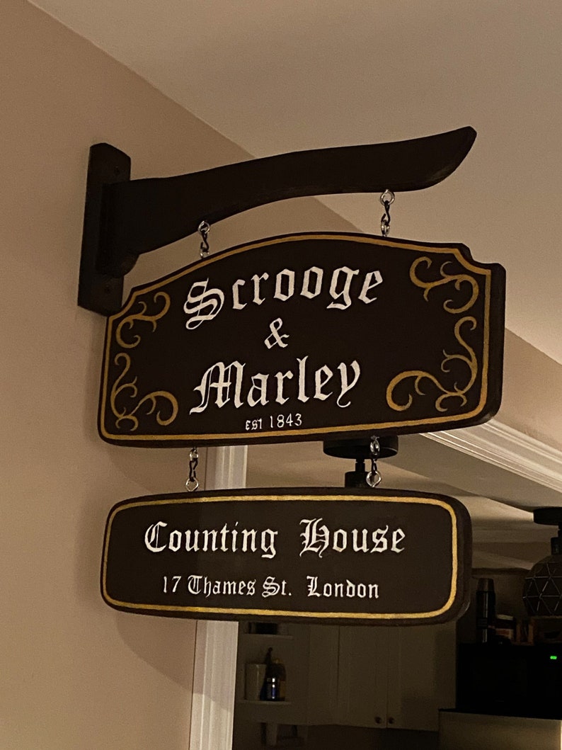 Scrooge & Marley Deluxe Hanging Sign - A Christmas Carol - Double Sided ...