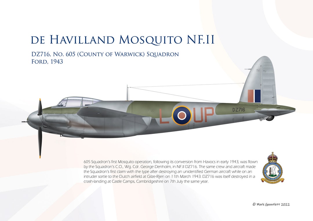 De Havilland Mosquito NF.II Aircraft Profile Artwork A4 Print - Etsy