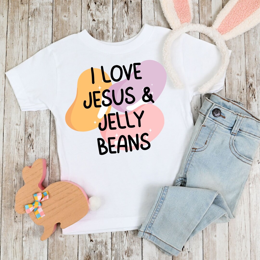 I Love Jesus & Jelly Beans Youth Tee, Religious Easter Shirt for Kid ...