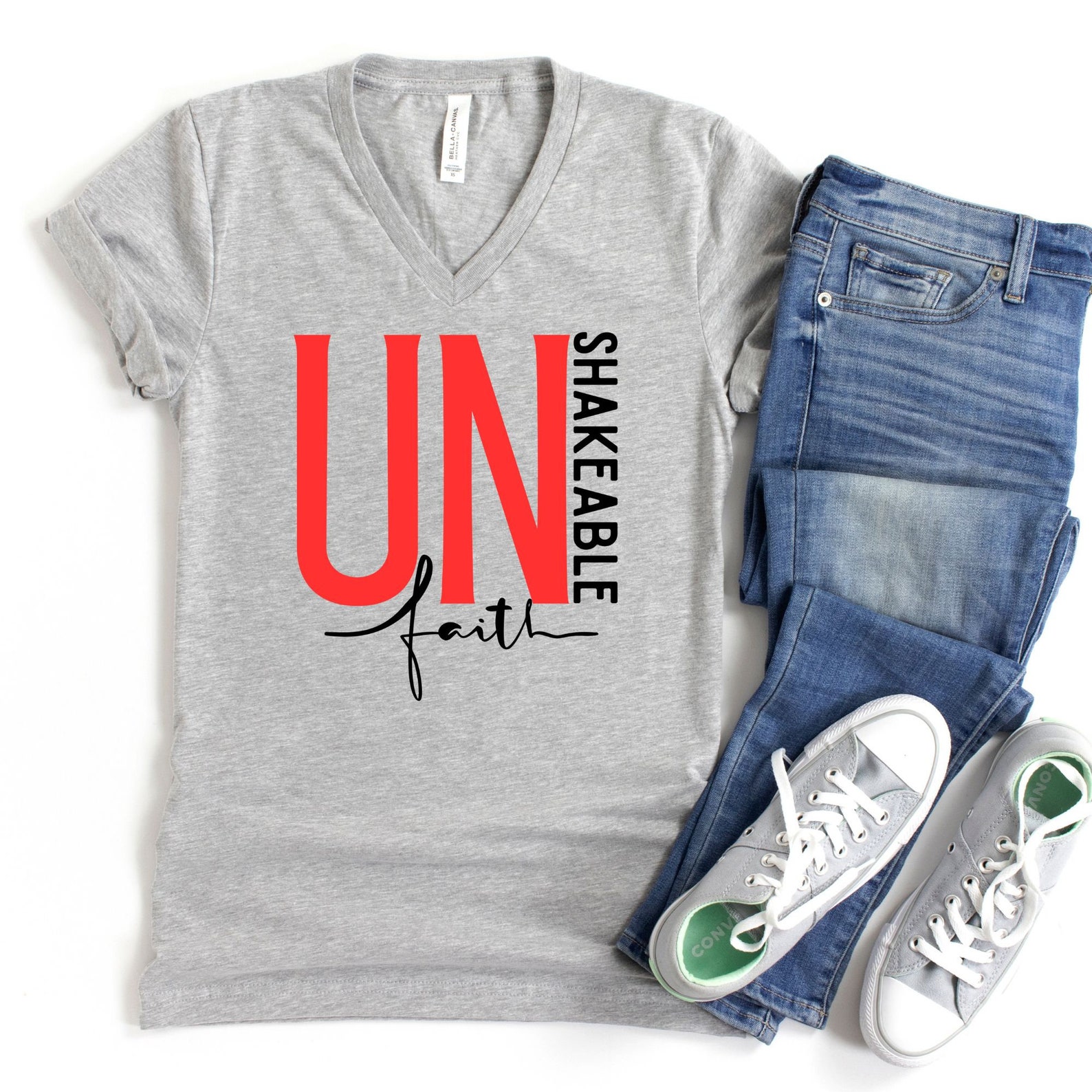 Unshakeable Faith V-neck Shirt Man of Faith Shirt Woman of Faith Shirt ...