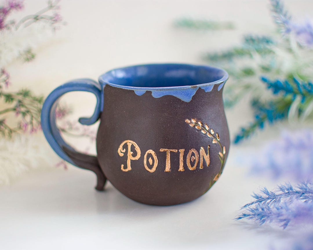 Potion Ceramic Mug With Gold, Handmade Pottery, Unique Witchy Stoneware ...