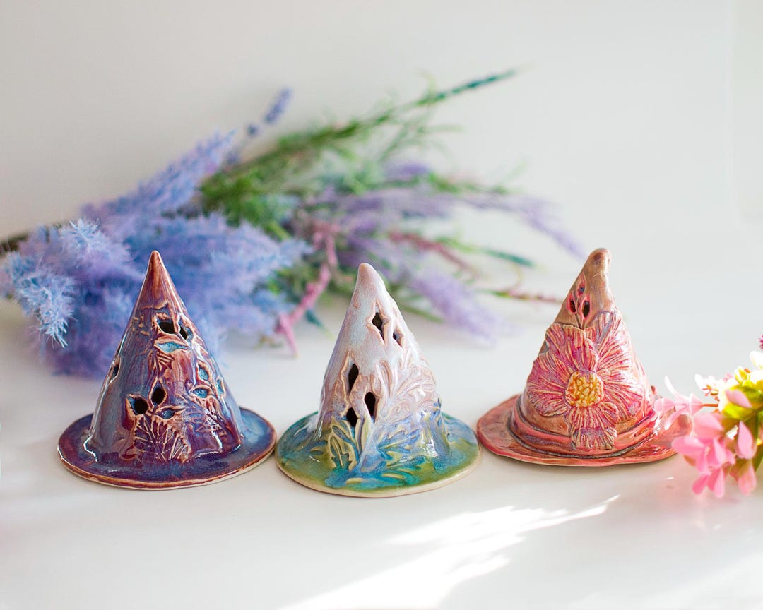 Ceramic Pastel Witch Hat, Miniature Witchy Hats, Handmade Fall Decor ...