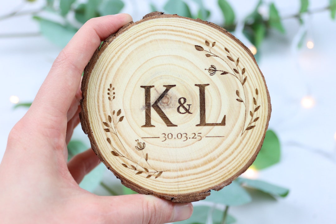 Personalised Wooden Log Slice - Ideal for Wedding Favour 8-9cm - Etsy