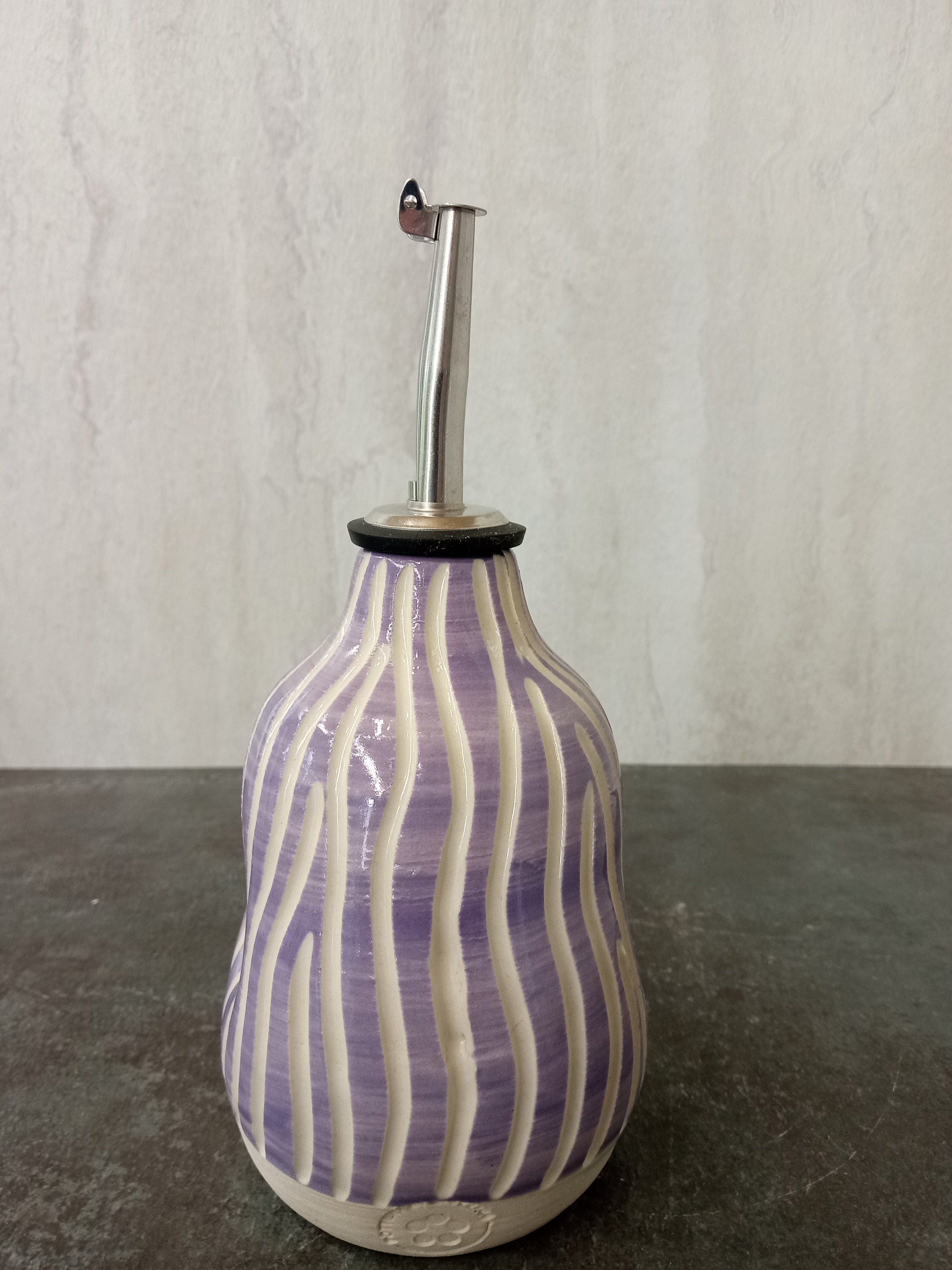 Purple Wavy Stripe Pottery Oil Bottle - Etsy