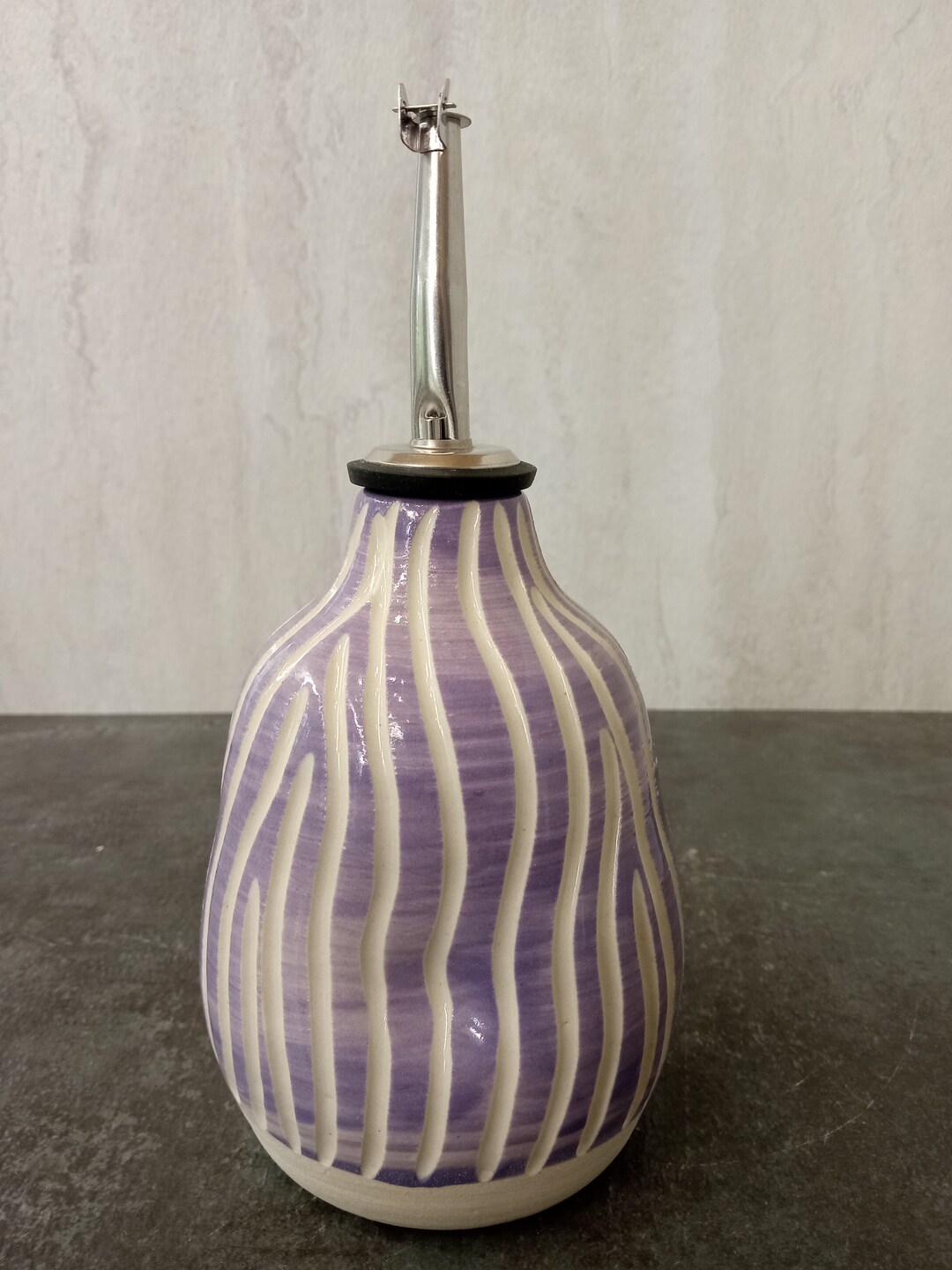 Purple Wavy Stripe Pottery Oil Bottle - Etsy
