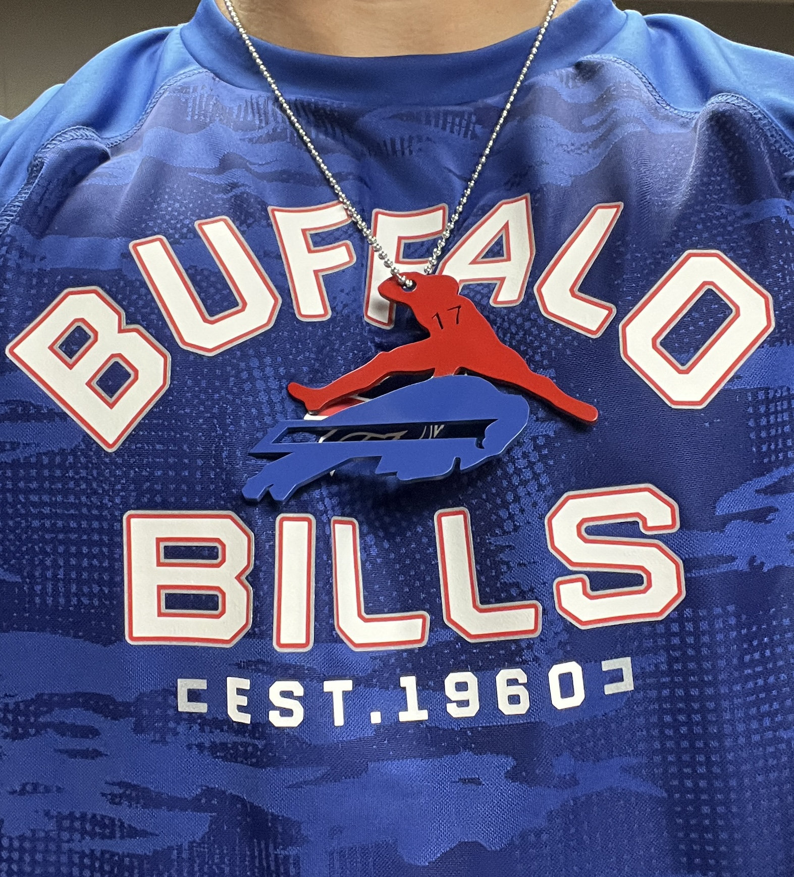 Buffalo Bills "#17 Josh Allen" Aluminum Pendant Necklace (w/26" Chain ...
