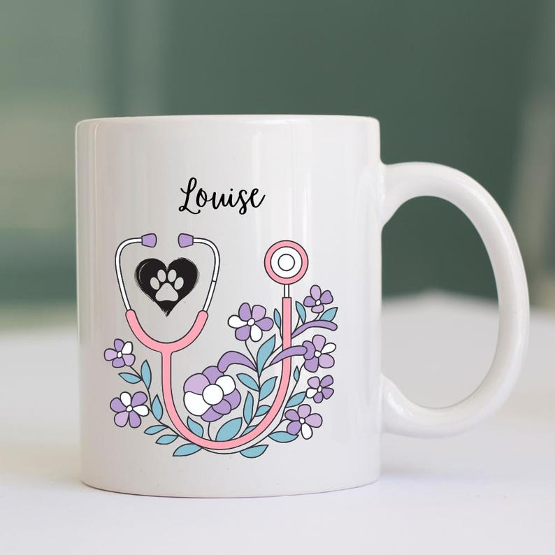 Personalized Vet Nurse Mug: Floral Stethoscope, Custom Name Gift - Etsy UK